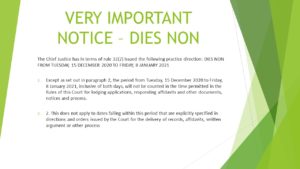 DIES NON – CONSTITUTIONAL COURT | Phoenyx Legal Services cc